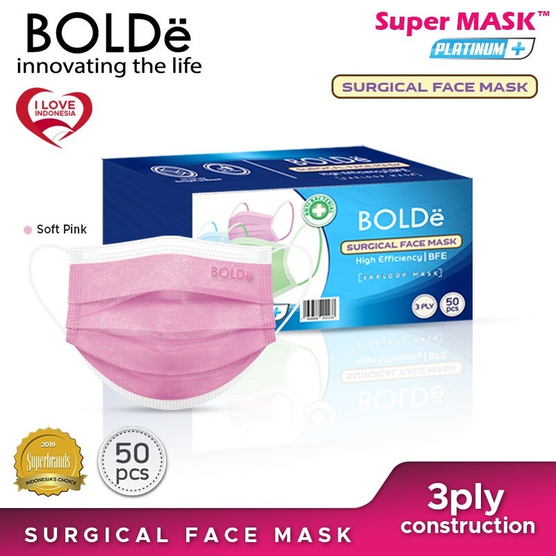 Jual BOLDe Surgical Mask Platinum Plus 3 Ply - Masker Medis 3 Ply isi ...