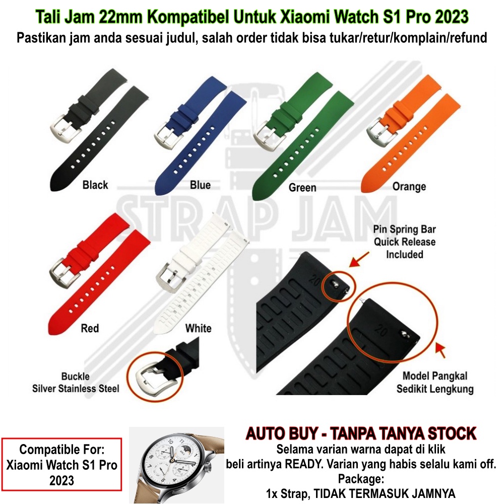 Jual LKG Strap Xiaomi Watch S1 Pro 2023 - Tali Jam 22mm Rubber Lengkung Keren | Shopee Indonesia