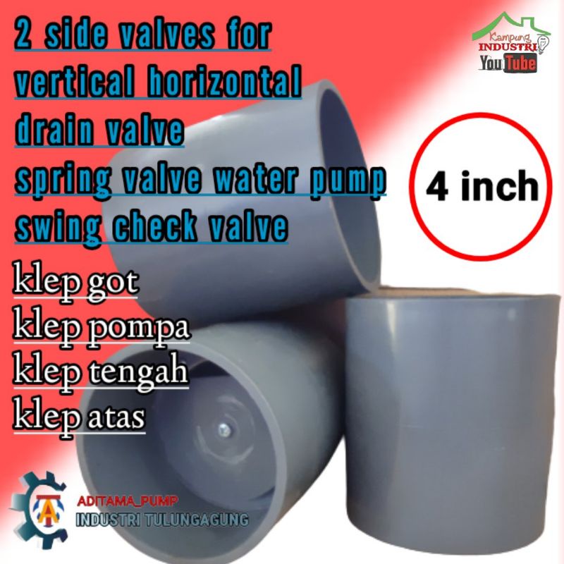 Jual tusen klep pvc 4 inch pompa air vertical klep got horizontal klep ...