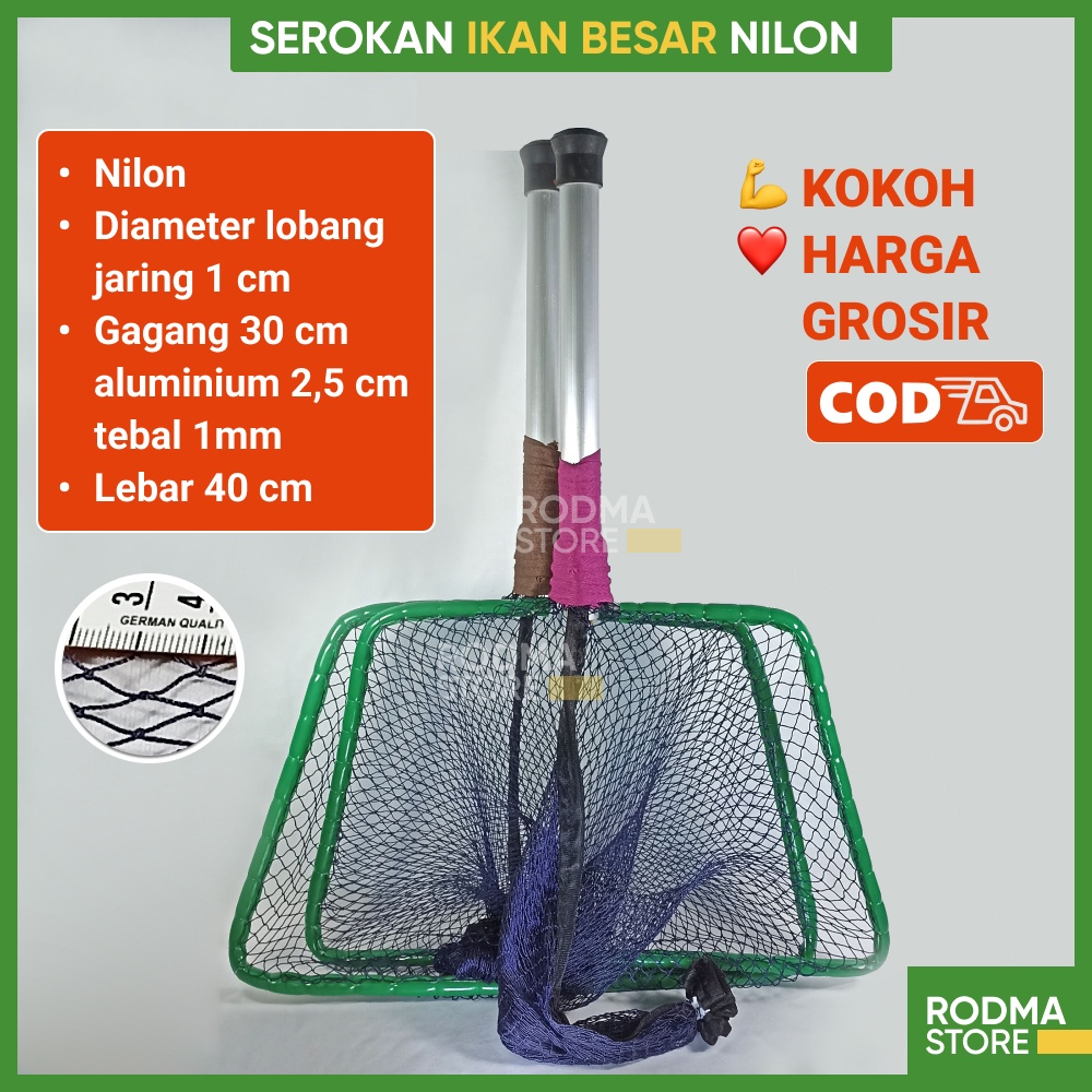 Jual Serokan ikan besar 40 cm NILON laut NOKLIS gagang ALUMINIUM jaring ...