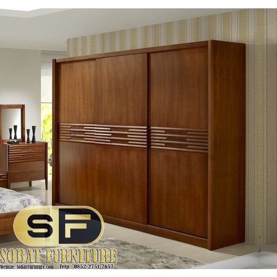 Jual SF1 Lemari Pakaian Kayu jati Model Minimalis - Lemari Baju 3 Pintu Terbaru | Shopee Indonesia