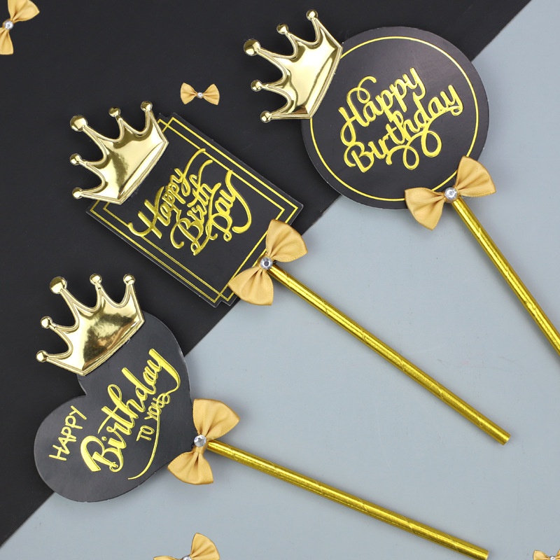 Jual Cake Topper HBD Tangkai Gold / Happy Birthday | Shopee Indonesia