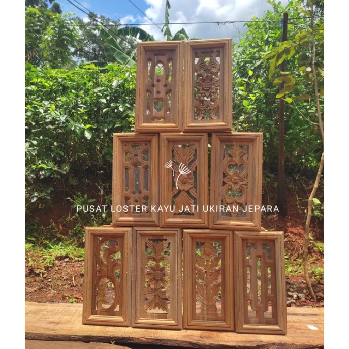 Jual loster kayu jati mix motif + jaring kawat nyamuk ukuran 33x16 cm ...