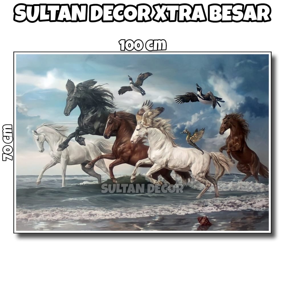 Jual LUKISAN POSTER CETAK KUDA 8 EKOR 3D XTRA BESAR UKURAN 100X50CM ...