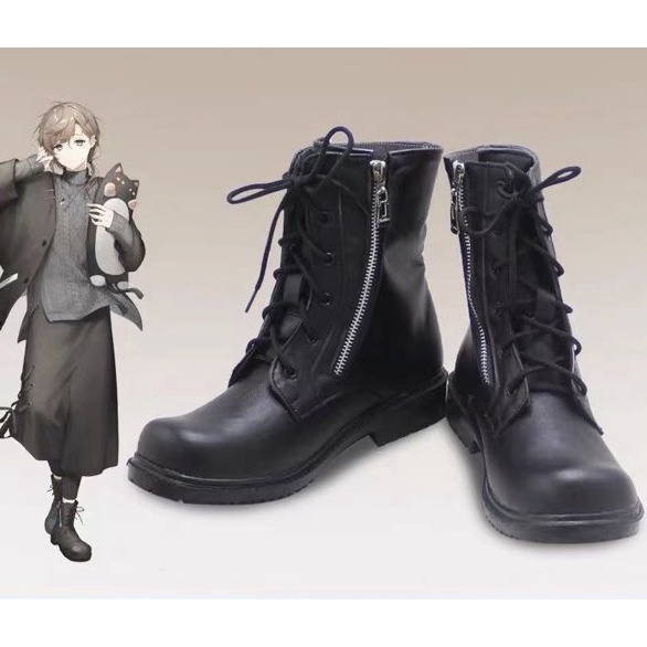 Jual Anime Vtuber Nijisanji Kanae Cosplay Shoes Black Lace-Up Ankle ...
