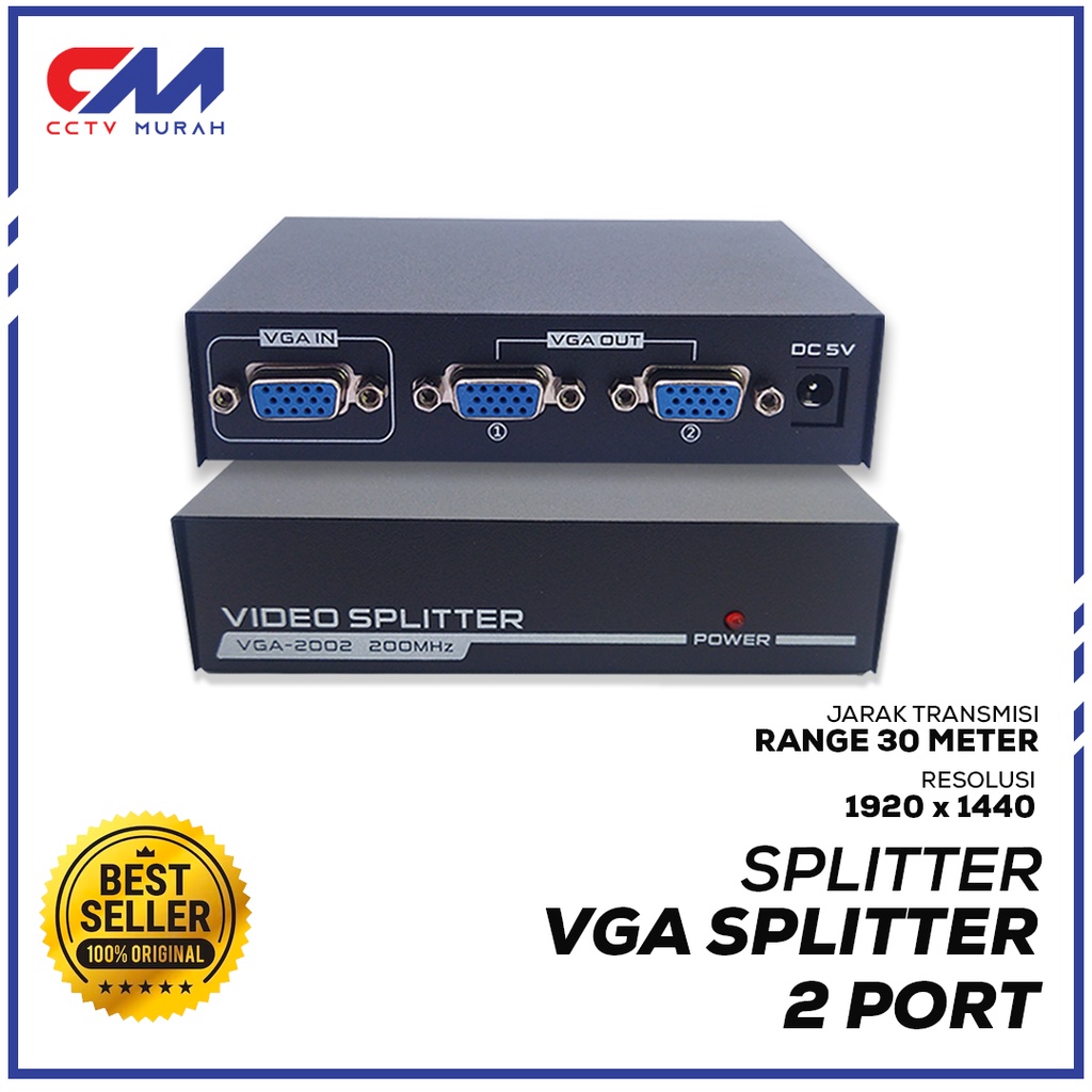 Jual VGA SPLITTER 1 X 2 || VGA SPLITTER 2 PORT || VGA 1 IN 2 OUT ...