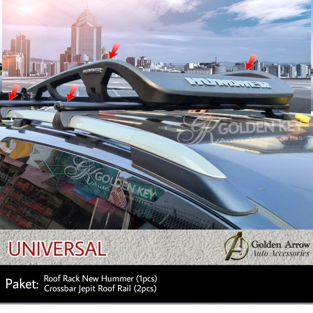 Jual PAKET Roof Rack New Hummer / TRD Sportivo + Crossbar Jepit Roof ...