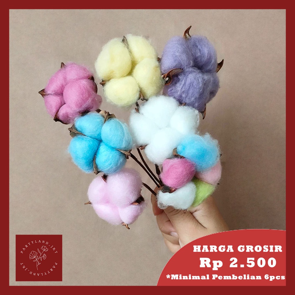 Jual Artificial Cotton Single Stem Flower Bunga kapas Pajangan Hiasan ...