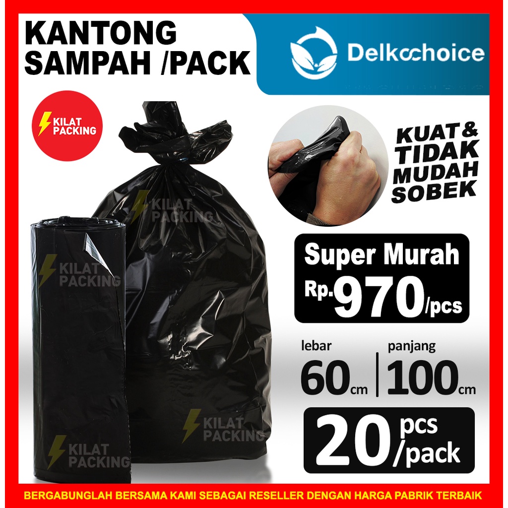 Jual PLASTIK SAMPAH | KANTONG PLASTIK SAMPAH | TRASH BAG BESAR / JUMBO KUAT HITAM 60 X 100 CM ...