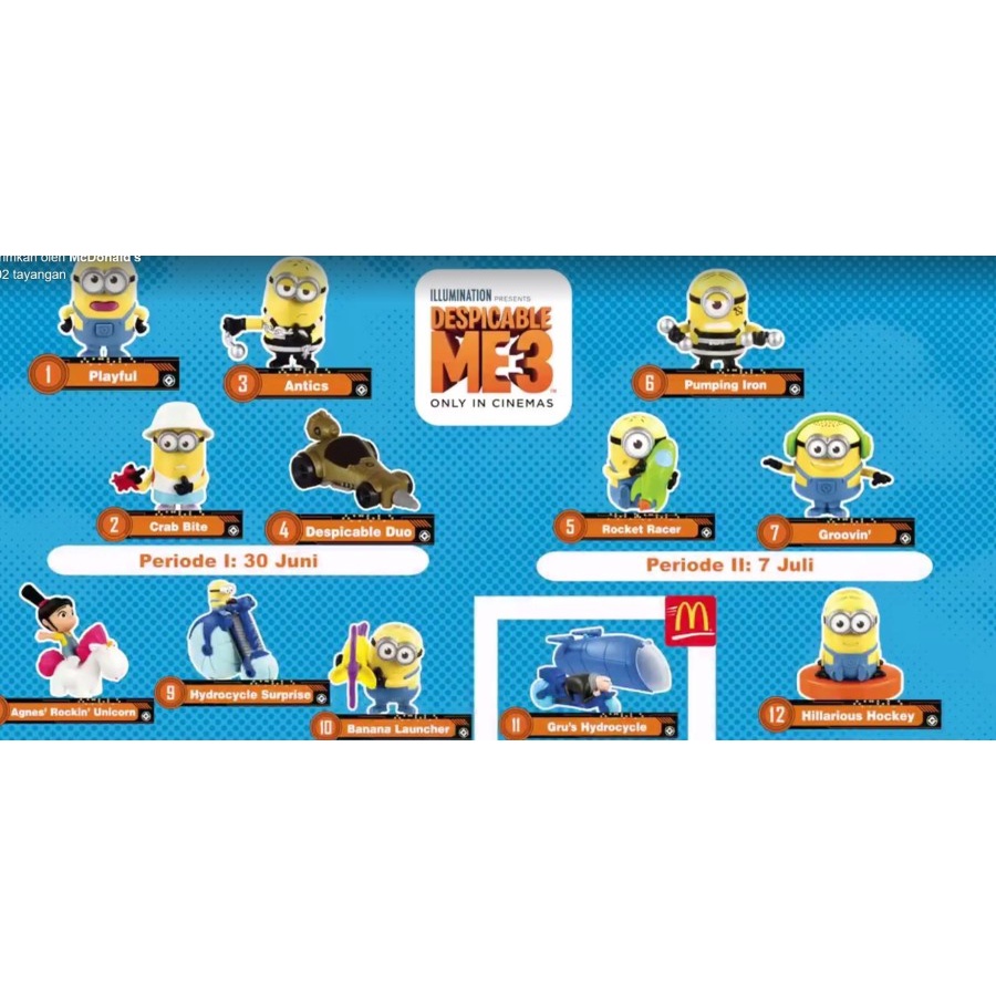 Jual Despicable Me 3 Happy Meal MCD Minion Set 12 Lengkap New | Shopee ...