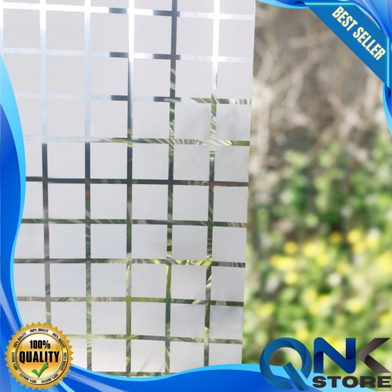 Jual Sticker Kaca Sandblast 45cm X 100cm Motif Kotak Putih Stiker Kaca ...
