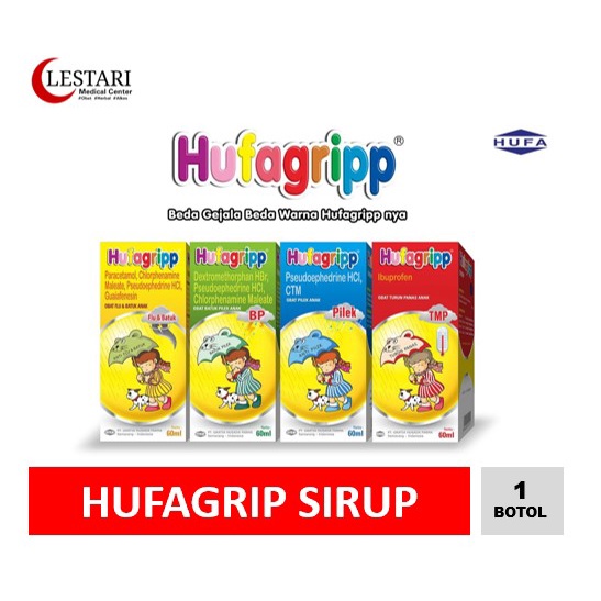 Jual Hufagrip Hufagripp sirup 60ml Merah - Turum Panas / Biru - Pilek ...