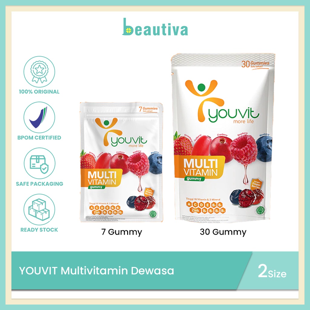 Jual Youvit Multivitamin Dewasa dengan Vit. C, D, Zink & Superberries | Shopee Indonesia