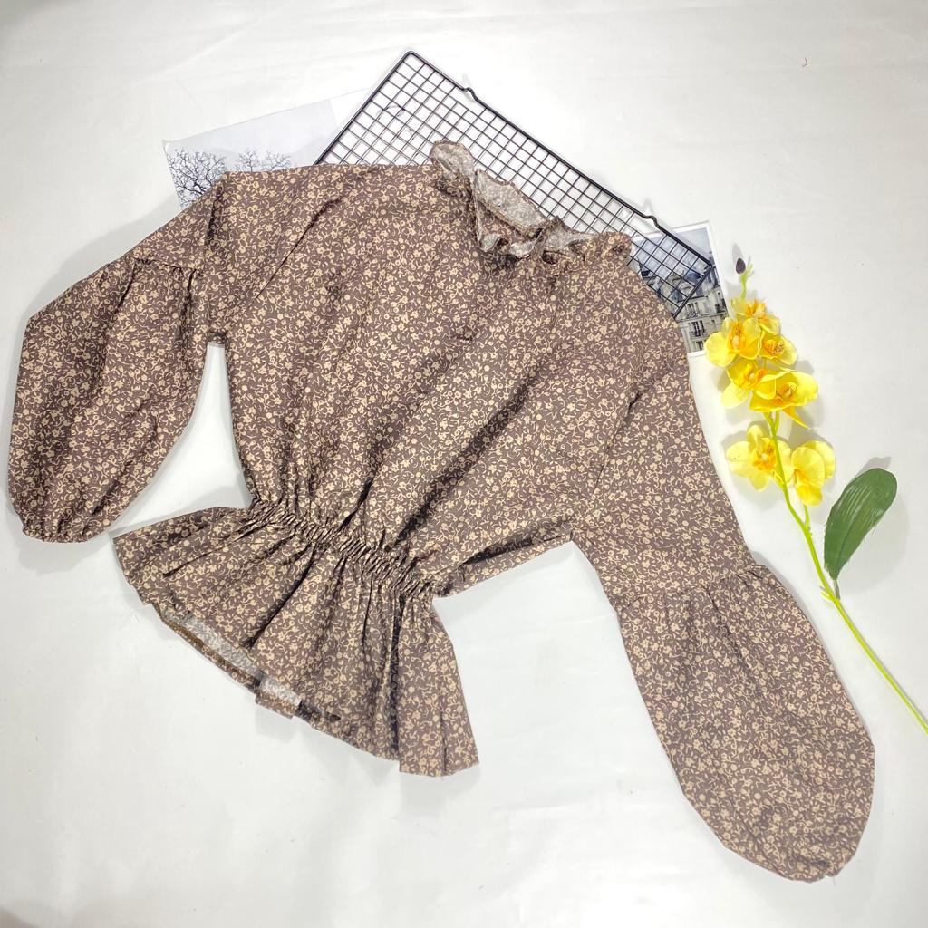 Jual IL - BYTHA FLORAL BLOUSE / ATASAN WANITA MOTIF BUNGA PINGGANG KERUT KOREAN STYLE | Shopee ...