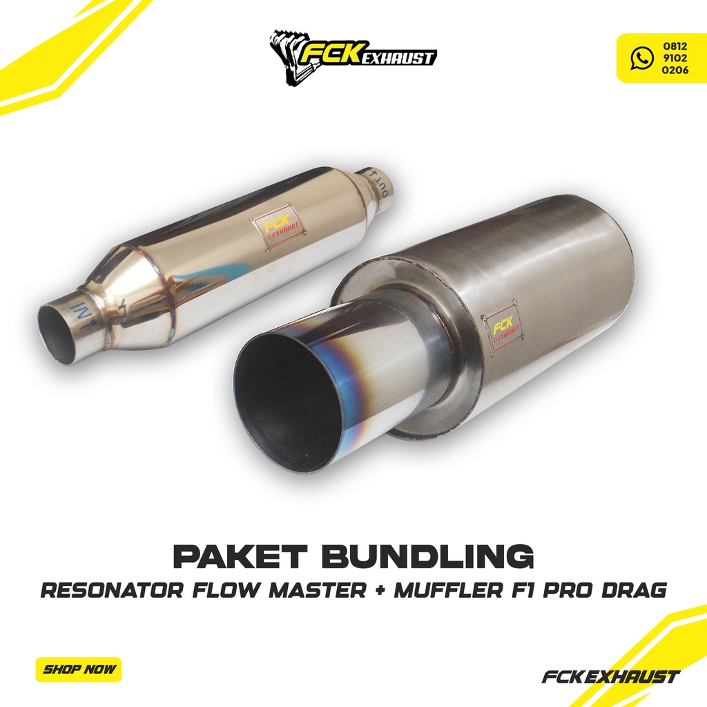 Jual Bundling FCK Exhaust Resonator Flow Master dan Muffler F1 Pro Drag ...