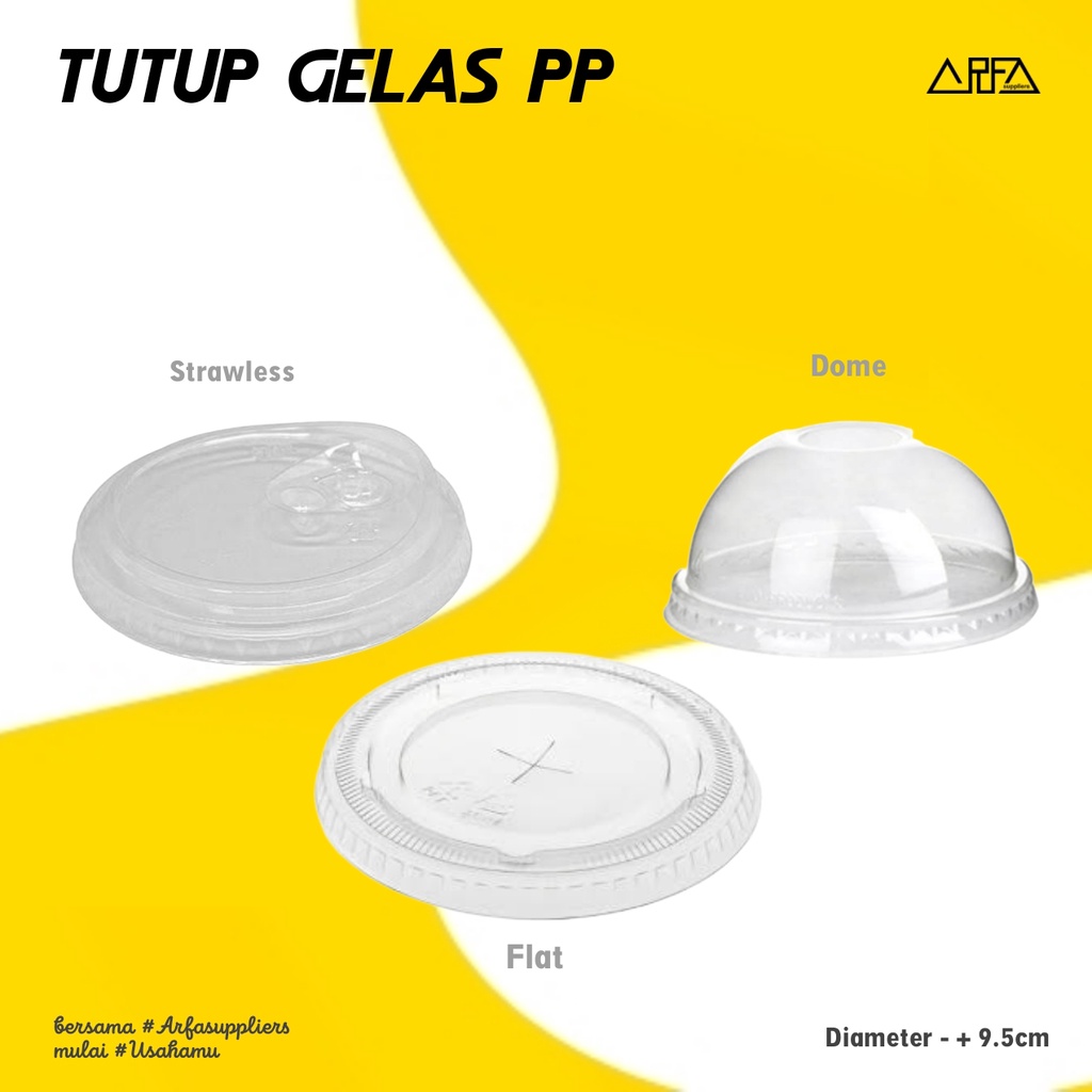 Jual Tutup Gelas PP Datar / Dome / Strawless isi 50 | Shopee Indonesia