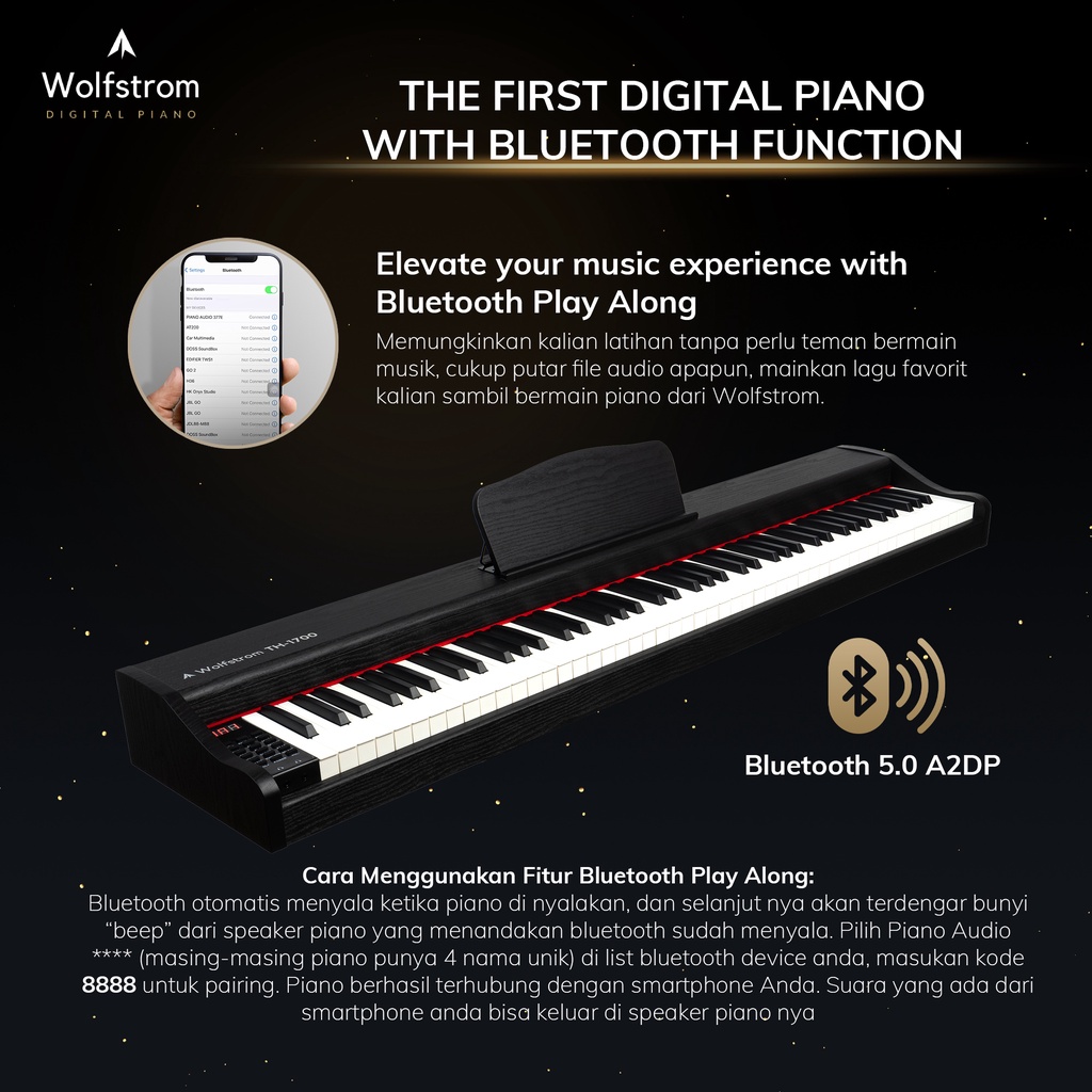 Jual Wolfstrom TH-1700 Digital Piano Keyboard Elektrik 88 Keys | Shopee ...