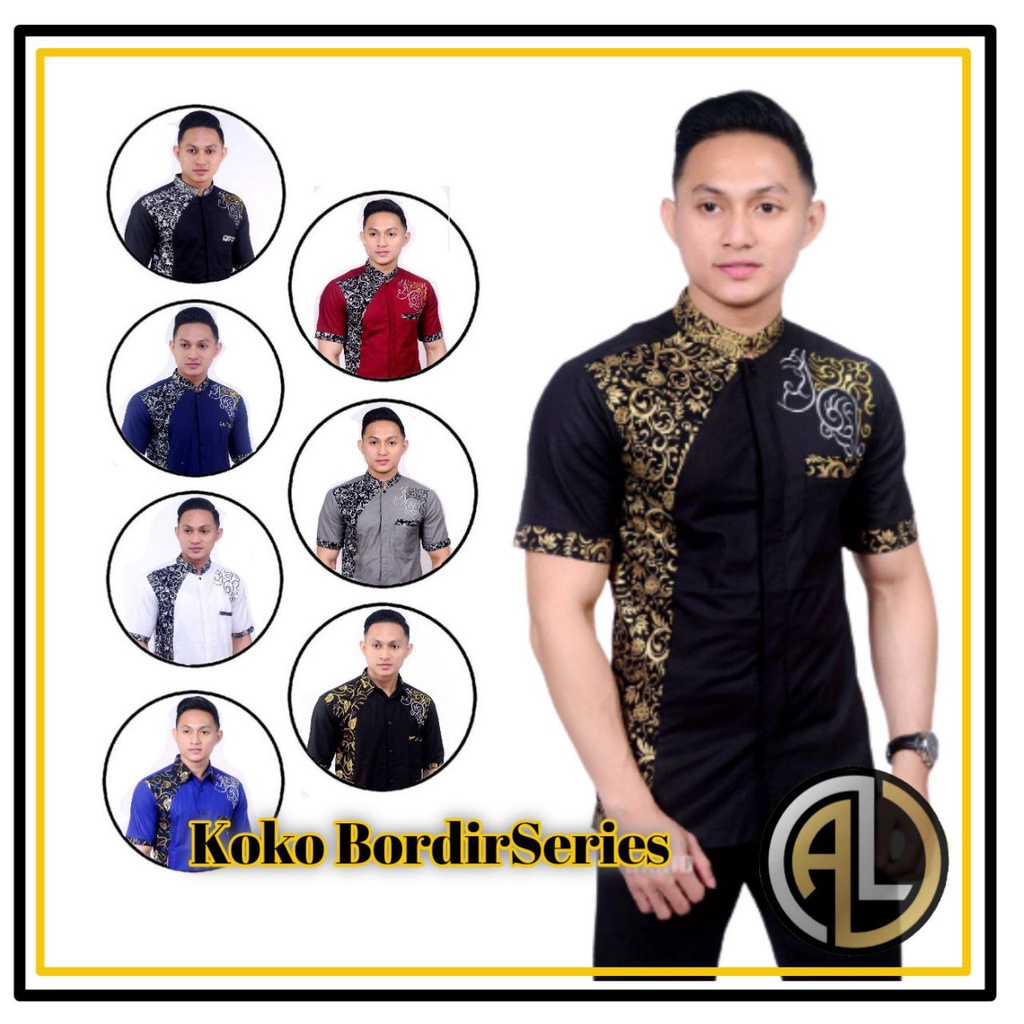 Jual Baju Hem Batik Pria Kombinasi Bordir Kekinian M L XL Koko Ramadhan ...