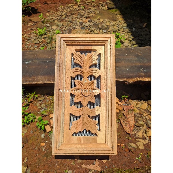 Jual loster kayu jati mix motif + jaring kawat nyamuk ukuran 33x16 cm ...