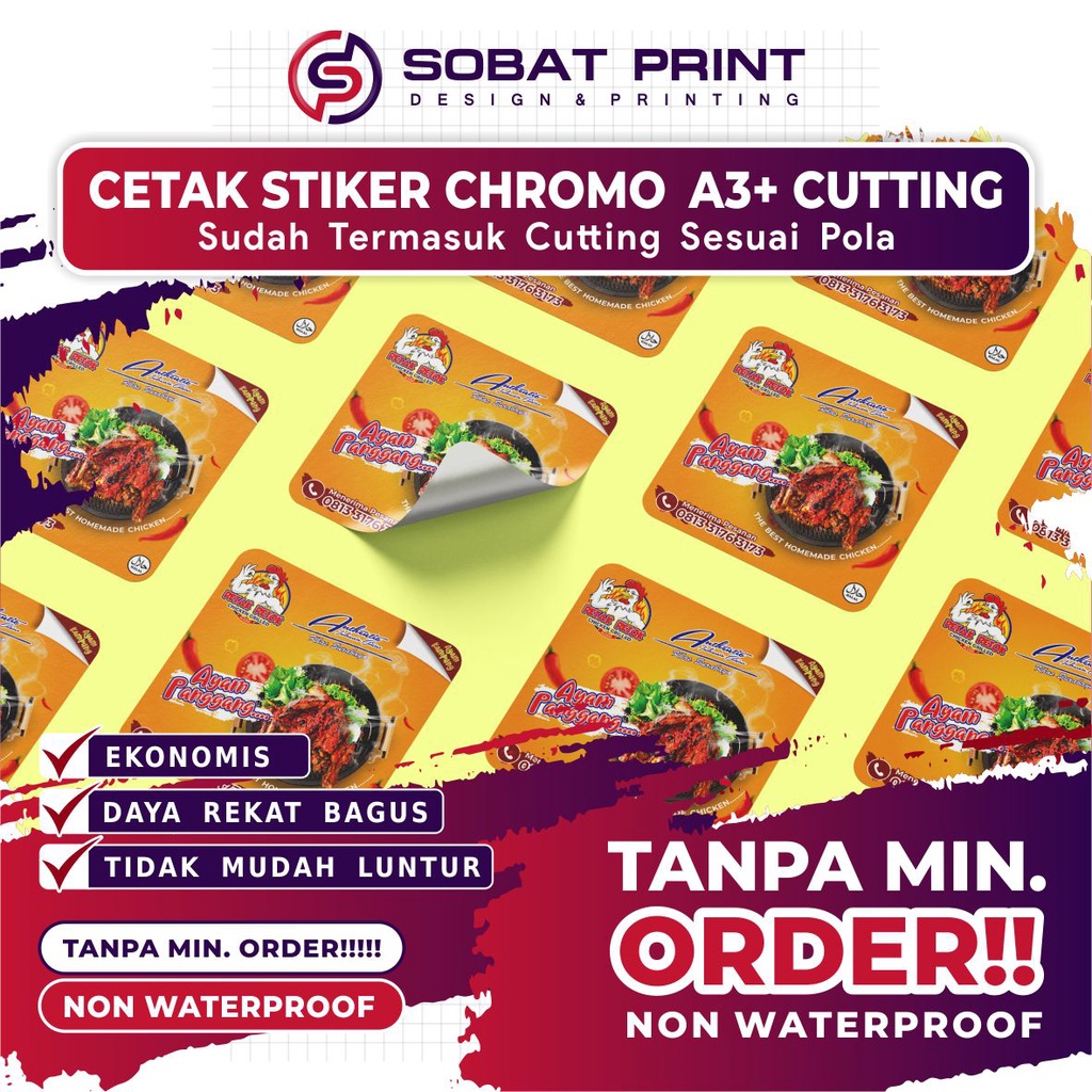 Jual Cetak Stiker Bontak Chromo A3+ Cutting Custom HalfCut / KisCut ...