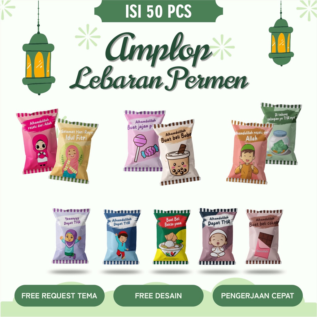 Jual Amplop Angpau Lebaran Idul fitri 2023 Bentuk Unik Permen Snack ...