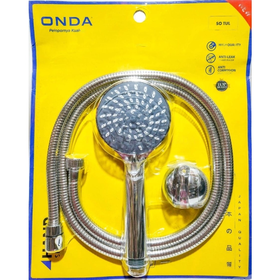 Jual Shower Mandi ONDA SO TUL 1/2" | Hand Shower Set +Selang+Bracket Chrome | Shopee Indonesia