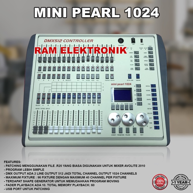 Jual Mixer Lighting MiniPearl / Mini Pearl 1024 DMX 512 Free HARDCASE ...