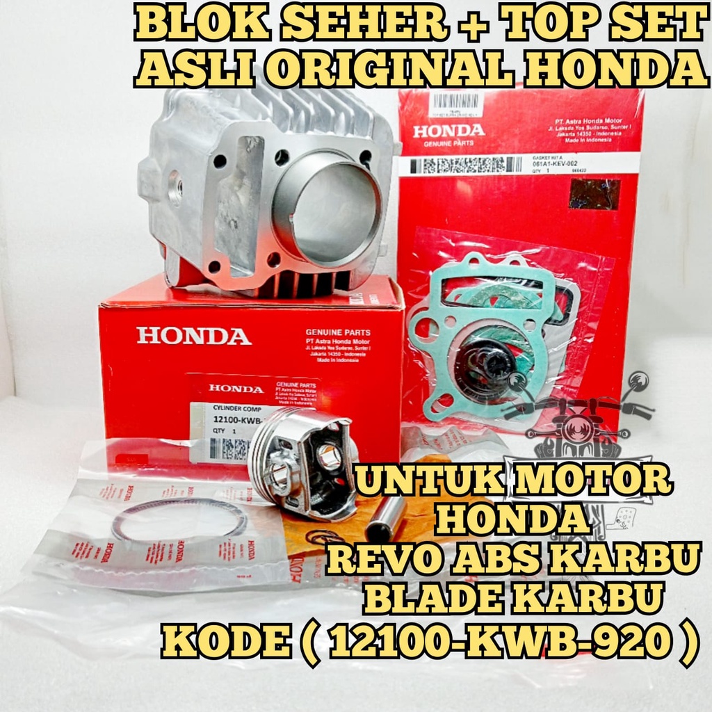Jual ORI BLOK SEHER CYLINDER PISTON RING KOMPLIT + TOP SET ASLI ORIGINAL HONDA KODE(12100-KWB ...