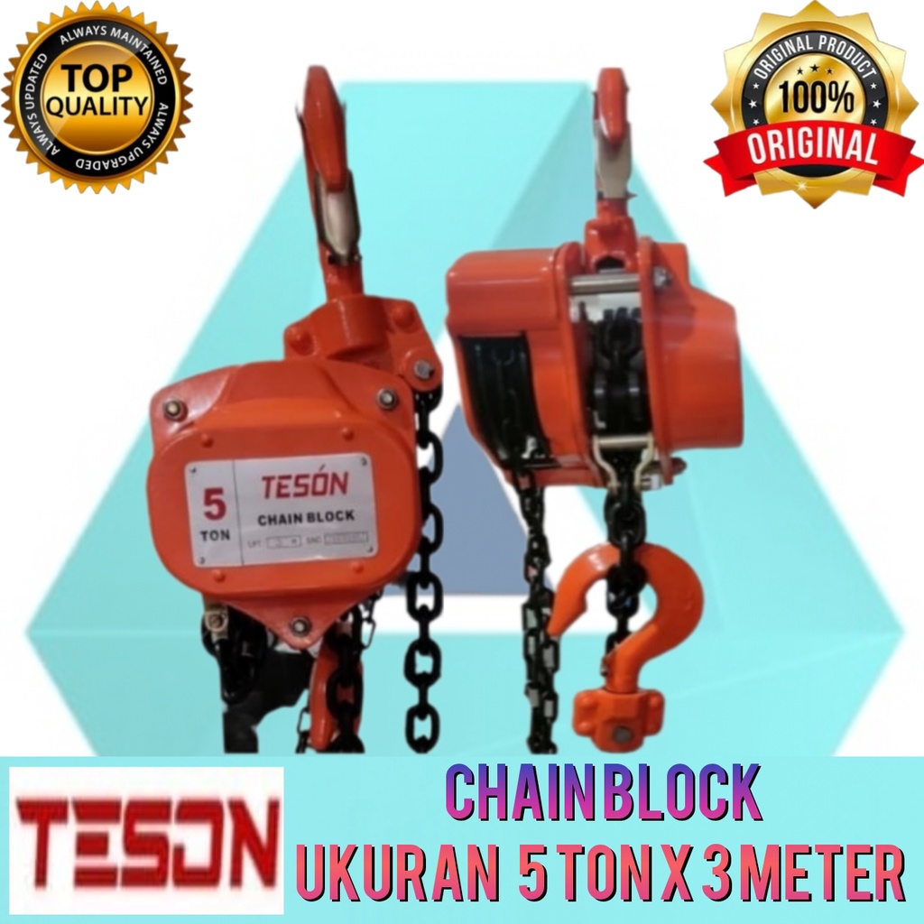 Jual Katrol kerekan / Chain Block / Takel 5 Ton x 3 Meter TESON ...