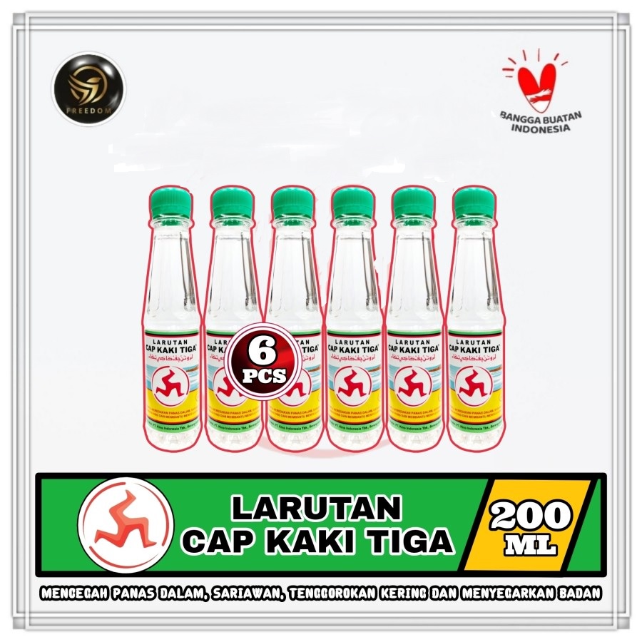 Jual Larutan Penyegar Cap Kaki Tiga Botol Original - 200 ml (Harga Pack ...