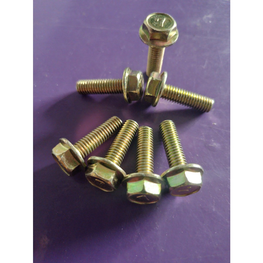 Jual Baut Flange M6x20 /Flange bolt/baut topi/kunci 10/(per pcs) | Shopee Indonesia