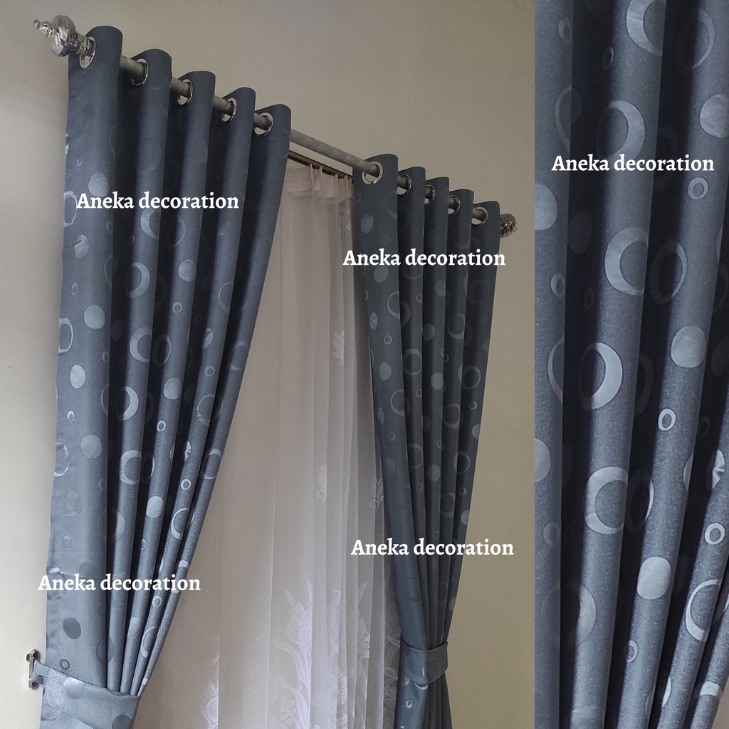 Jual Gorden Jendela Pintu Minimalis Motif Polkadot Warna Panjang Tinggi ...