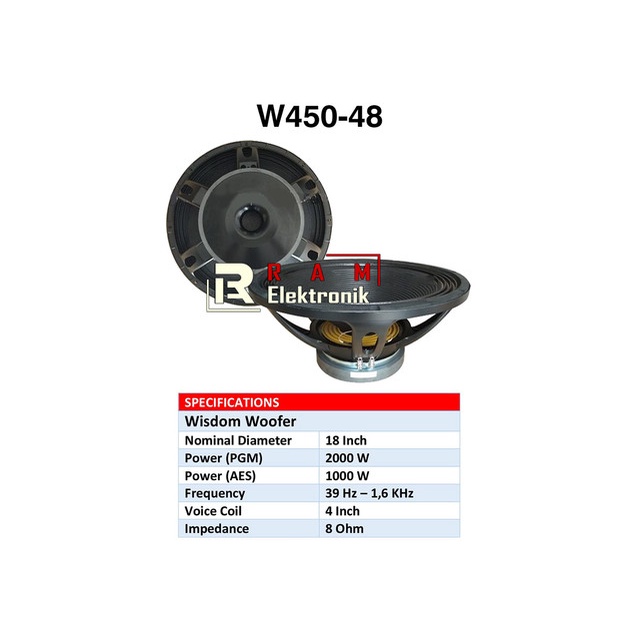 Jual Komponen Speaker 18 Inch WISDOM W450-48 / W45048 Coil 4 Original ...