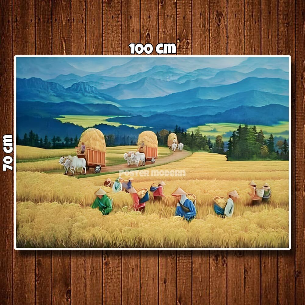 Jual HIASAN DINDING POSTER GAMBAR PANEN PADI #CODE18 UKURAN XTRA JUMBO ...