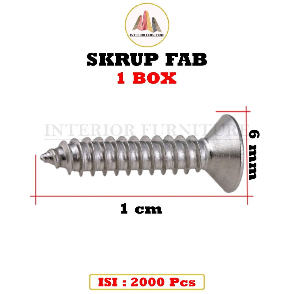 Jual Sekrup 1 cm / Skrup FAB Tapping 1 cm 6 x 1/2 isi 2000 pcs | Shopee Indonesia