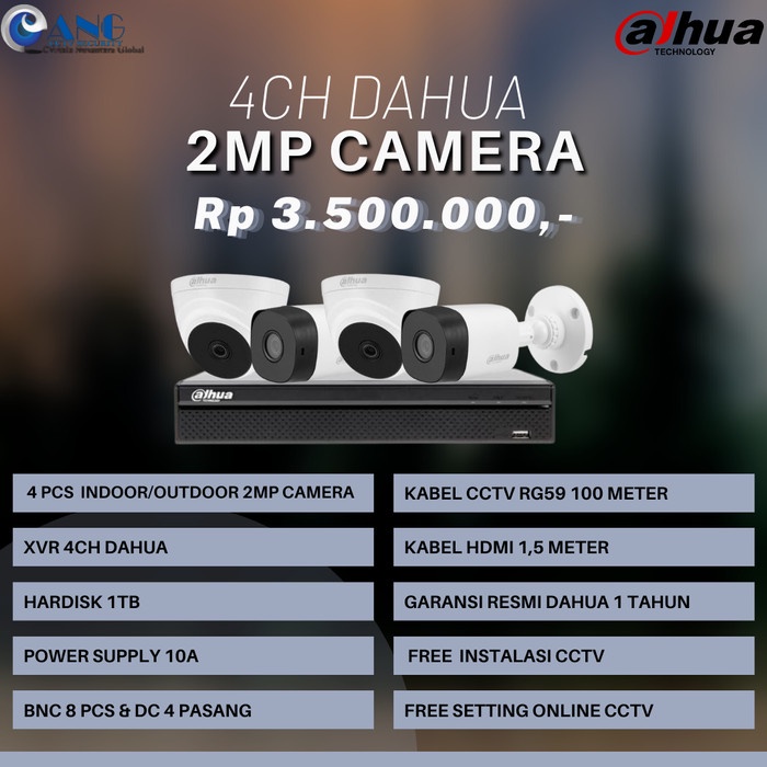 Jual PAKET INSTALASI CCTV 4CH CAMERA 2MP | Shopee Indonesia