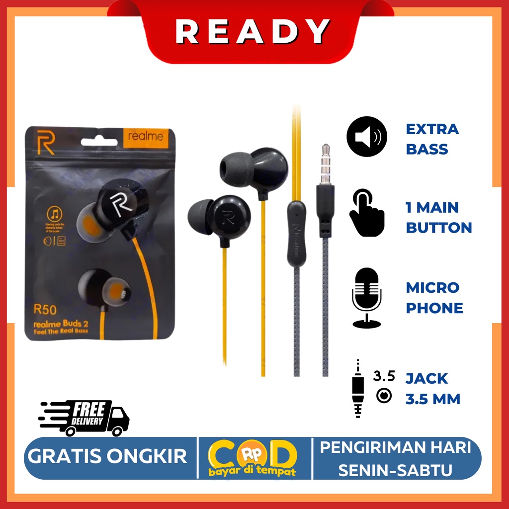 Jual Headset / Handsfree REALME R50 C20 C2 C3 C9 C15 C12 Super Bass ...