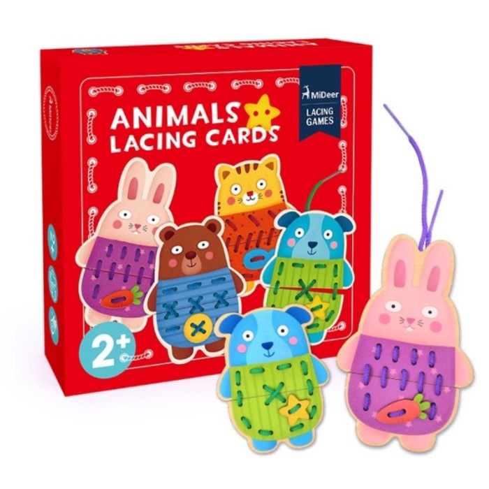 Jual Mideer animal lacing threading card mainan motorik halus | Shopee ...