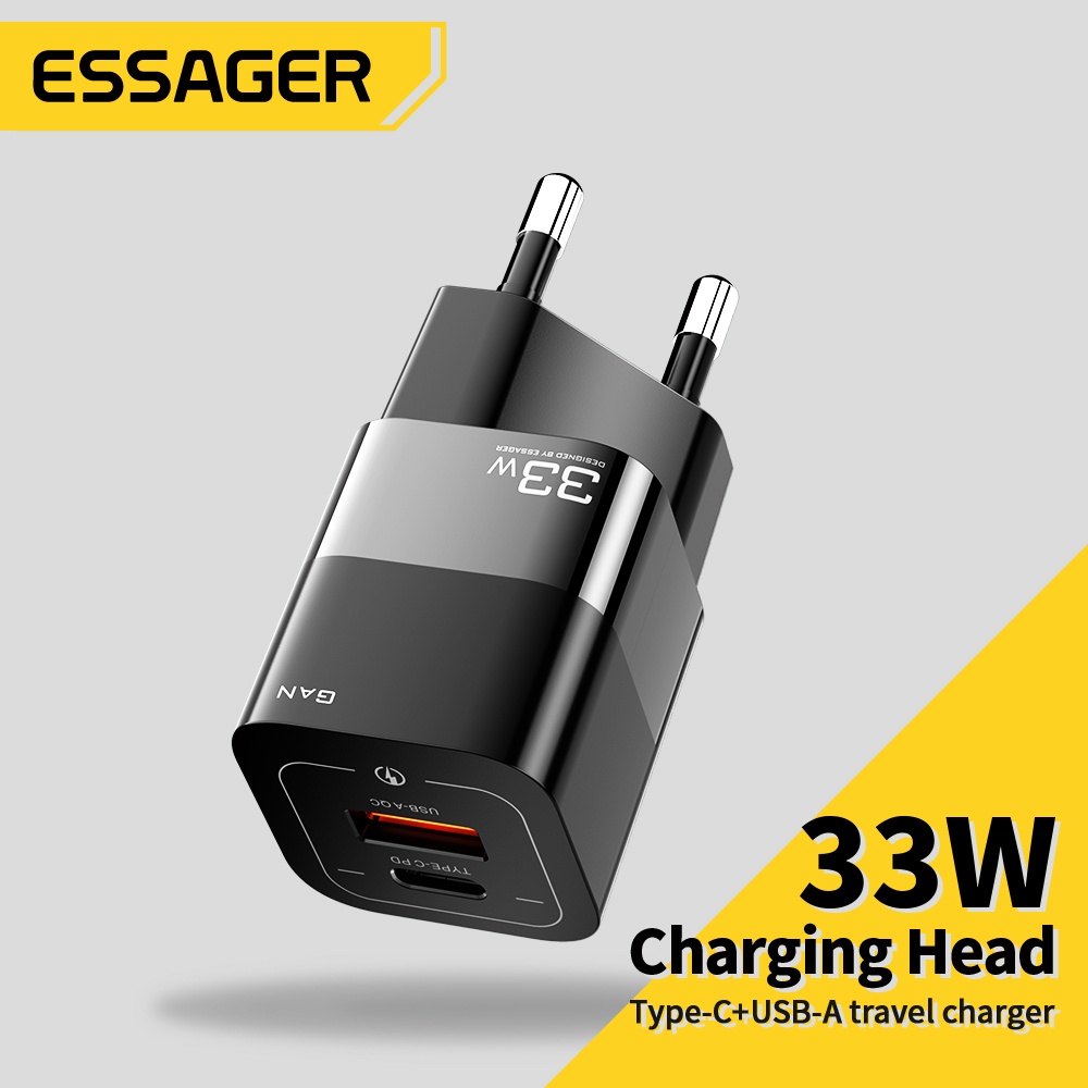 Jual Essager Charger plug 33W GaN PD3.0 Super Fast Charging USB C Wall Charger 2 Port USB ...