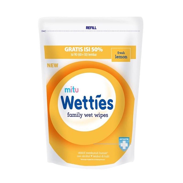 Jual MITU WET TISSUE LEMON REFILL 90 SHEETS - TISU BASAH | Shopee Indonesia