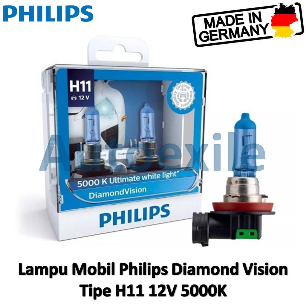 Jual Philips Diamond Vision H11 12V 55W 5000K Putih Kekuningan ...