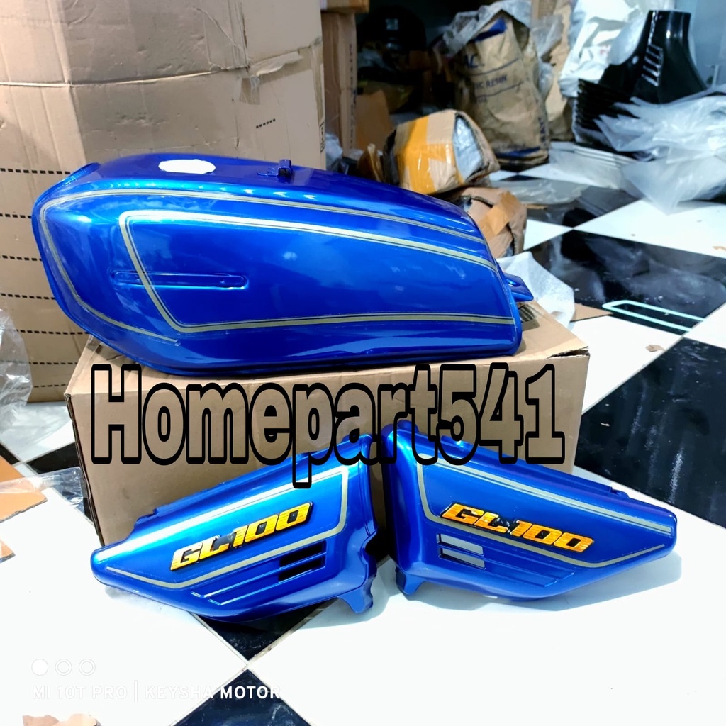 Jual TANGKI GL 100 SET STICKER SET BOK AKI WARNA BIRU BONUS EMBLEM ...