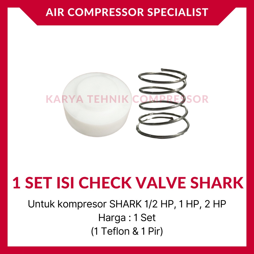 Jual 1 SET Teflon Pir Isi Check Valve Kompresor Udara SHARK 1/2 HP 1 HP ...