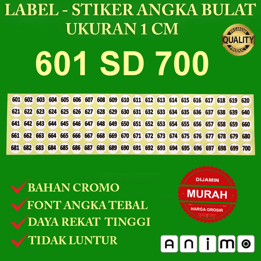 Jual LABEL - STIKER ANGKA BULAT 1 CM - ROUND NUMBER STICKERS 1 CM ...