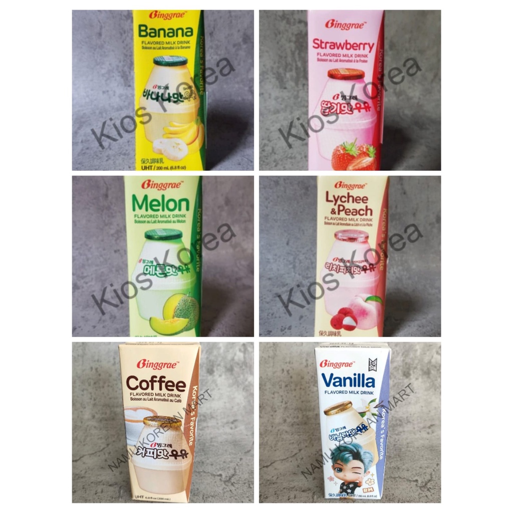 Jual Binggrae Banana Milk, Strawberry, Melon, Lychee & Peach HALAL ...
