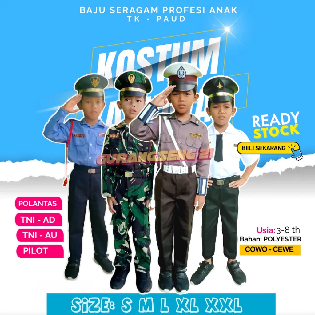 Jual Baju Profesi Anak Kostum Karnaval Tk Laki Perempuan Seragam Polisi ...