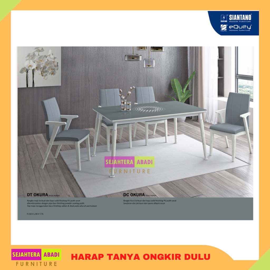 Jual Full Set Meja Kursi Makan Minimalis Siantano DT Okura + DC Okura | Shopee Indonesia