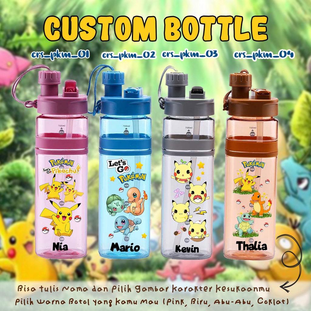 Jual BOTOL MINUM CUSTOM 2 IN 1 DESAIN KARTUN BINATANG LUCU POKE MON / PIKACHU KARAKTER MONSTER ...