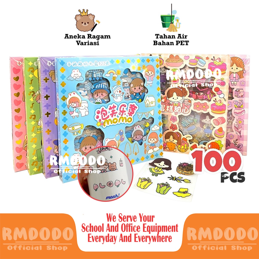Jual Rmdodo - Stiker MOMO Set Motif Kartun Korea Lucu Anti Air Isi 100 ...