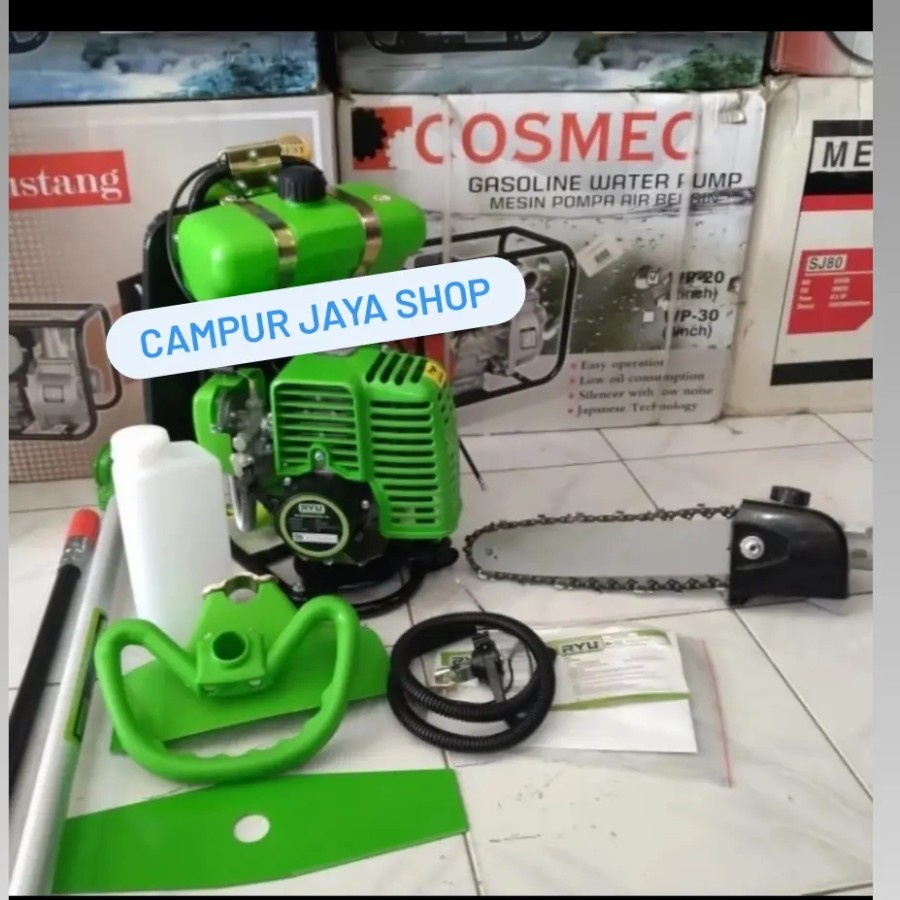 Jual Paket Mesin Potong Rumput 2T Ryu Chain saw Potong kayu Gergaji ...